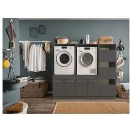 Mehrzweckschrank-Set LAUNDREEZY "LAUNDREEZY LDSK10", grau (anthrazit), B:185cm H:162cm T:67,5cm, Holzwerkstoff, Kastenmöbel-Sets, Breite 185 cm