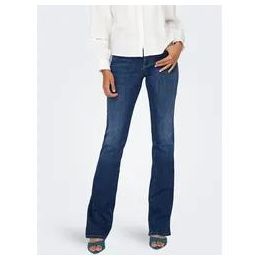 Bootcut-Jeans Only "ONLANN MID FLARED DNM SOO615 NOOS", Damen, Gr. M38, Länge 30, blau (dunkelblau denim), Denim/Jeans, Obermaterial: 86% Baumwolle, 13% Polyester, 1% Elasthan, unifarben, Jeans