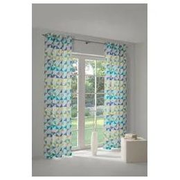 Vorhang WIRTH "Berlare" Gr. 4, blau, B:132cm H:245cm, Jacquard, Baumwolle, Polyester, Gardinen