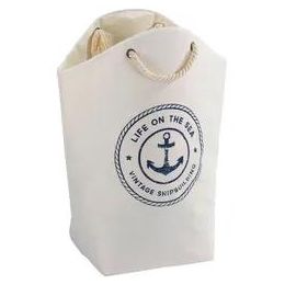 Wäschesack Wenko "Sylt", beige, B:53cm H:60cm T:25cm, Polyester, Polypropylen, Wäschesammler, 58 l