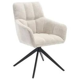 Drehstuhl Home Affaire "Nizza", beige (natur, schwarz), B:61cm H:90cm T:66cm, Stühle, Hochwertiger Stoff und robuster Metallfuß