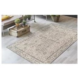 Teppich Kayoom "Perry 125", beige (creme), B:80cm H:16mm L:150cm, Baumwolle, Teppiche, Teppich, digitaler Druck, verwaschenes Farbendesign, pflegeleicht