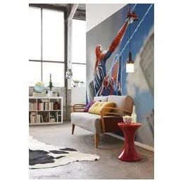 Kindertapete Komar "Marvel Spider-Man Spider Web Shooting", blau, B:400m H:250m, Vlies, Tapeten