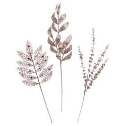 Winterliche Kunstpflanze I.GE.A. "Kunstzweig, Dekozweig aus Kunststoff", rosa, B:20cm H:70cm T:5cm, Kunststoff, Kunstpflanzen, mit Glitzer und Dekosteinen 3er Set, Weihnachtsdeko