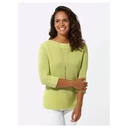 3/4 Arm-Pullover Casual Looks "3/4-Arm-Pullover", Damen, Gr. 48, grün (pistazie), 100% Baumwolle, unifarben, 3/4-Ärmel, Pullover