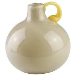 Dekovase AM Design "Braune Glasvase mit einem lebhaften gelben Griff", braun, B:11,5cm H:11,5cm, Glas, Vasen, für einen modernen Look