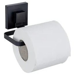 Toilettenpapierhalter Wenko "Vacuum-Loc Modell Quadro", schwarz, B:14cm H:6cm L:11cm, Edelstahl, Toilettenpapierhalter, aus Edelstahl, Befestigen ohne Bohren
