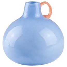 Dekovase AM Design "Blauglasvase mit auffälligem orangem Griff", blau, B:11,5cm H:11,5cm, Glas, Vasen, ein einzigartiges Designstück