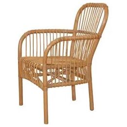 Esszimmersessel, gelb (honigfarben, ohne sitzkissen), B:60cm H:85cm T:65cm, HOFMANN LIVING AND MORE, Sessel, Esszimmerstuhl Rattanstuhl, Handgeflochten