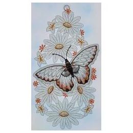 Fensterbild Stickereien Plauen "Schmetterling" Gr. 1, bunt (orange, gelb, weiß), B:18 H:35, Polyester, Fensterbilder