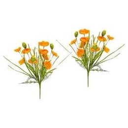 Kunstblume my home "Mohnblumen", orange, B:24cm H:47cm L:24cm, Obermaterial: 90% Polyester, 10% Kunststoff, Kunstpflanzen, 2er Set