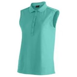 Poloshirt Maier Sports "Ulrike sleeveless", Damen, Gr. 42, blau (helltürkis), 100% Polyester, Shirts, Damen Funktionsshirt, ärmelloses Freizeitshirt, Regular Fit