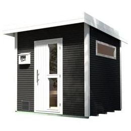 Saunahaus Weka "Design-Saunahaus KUOPIO 1", grau (anthrazit), Bio-Ofen, externe Steuerung, 9 kW, Saunen, Blockbohlen, modernes WekaLine-Profil