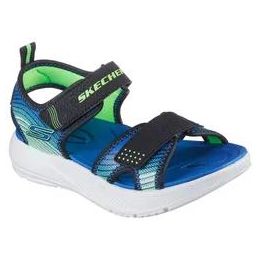 Sandale Skechers KIDS "MICROSPEC-SPLASH", Kinder, Gr. 31, bunt (schwarz, limette), Lederimitat, kontrastfarbene Details, Schuhe, leichte Sandale mit Klettverschluss, Größenschablone zum Download