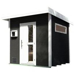 Saunahaus Weka "Design-Saunahaus KUOPIO 1", grau (anthrazit), ohne Ofen, ohne Steuerung, (ohne Ofen), Saunen, Blockbohlen, modernes WekaLine-Profil