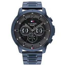 Multifunktionsuhr Tommy Hilfiger "LUCA", blau (dunkelblau), Armbanduhren, Herren, Quarzuhr, Armbanduhr, Herrenuhr, Datum, Edelstahlarmband