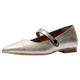 Riemchenballerina Fly London "Fly London Ballerinas Leder", Damen, Gr. 37, silber, Leder, Elegant, Schuhe