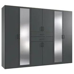 Kleiderschrank wimex "Diver Dreht&uuml;renschrank mit Spiegel, 180, 225 o. 270cm breit", schwarz (graphit, griffe schwarz), B:270cm H:207cm T:58cm, Schr&auml;nke, Kleiderschrank, Bestseller Schlafzimmerschrank wahlweise 3 Innenausstattungen, Topseller