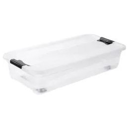 Organizer keeeper "konrad", transparent, B:39,5cm H:18cm T:79,5cm, Kunststoff, Aufbewahrungsboxen, Aufbewahrungsbox, 33 L, mit Rollen, Deckel, Schiebeverschluss