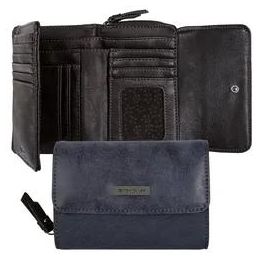 Geldbörse Tom Tailor "Elin", blau, Polyurethan, clean, colorblocking, kontrastfarbene Details, mehrfarbig, Strukturmuster, casual, Kleinlederwaren, harmonischer Materialmix mit leicht kontrastfarbener Steppung