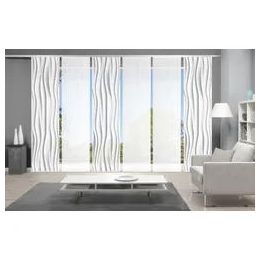 Schiebegardine Vision S "WELLO 6er SET" Gr. 1, grau, B:60cm H:260cm, Polyester, Gardinen, Bambus-Optik, Digital bedruckt
