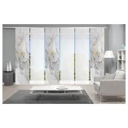 Schiebegardine Vision S "MARMOSA 6er SET" Gr. 1, grau (goldfarben, grau), B:60cm H:260cm, Polyester, Gardinen, Bambus-Optik, Digital bedruckt
