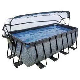 Framepool EXIT "inkl. multifunktionaler Poolabdeckung", grau, B:200cm H:122cm L:400cm, Schwimmbecken, BxLxH: 200x400x122 cm, mit Sandfilteranlage und Sicherheitsleiter