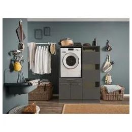 Mehrzweckschrank-Set LAUNDREEZY "LAUNDREEZY LDSK4", grau (anthrazit), B:117,5cm H:162cm T:67,5cm, Holzwerkstoff, Kastenmöbel-Sets, Breite 117,5 cm