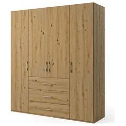 Drehtürenschrank "Henderson", braun (eiche artisan), B:201cm H:223cm T:60cm, Holzwerkstoff, SET ONE BY Musterring, Schränke, mit 3 Schubladen, inkl. Fachböden und Kleiderstangen