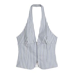 Bershka Top Damen Gr&ouml;&szlig;e S dunkelblau / wei&szlig;