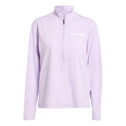 ADIDAS TERREX Performance Shirt 'Multi Climacool 1/2 Zip Long Sleeve' female size XXL Lilac / Off white
