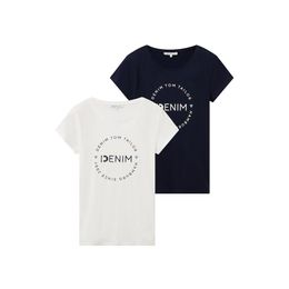 Tom Tailor Denim T-Shirt Damen Gr&ouml;&szlig;e XS navy / opal / pfirsich / offwhite