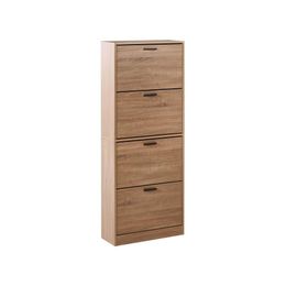Beliani Schuhschrank BOWRAL in Braun/Schwarz - (W) 60 x (H) 150 x (L) 24 cm | Gr.: onesize