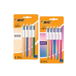 BIC 4 Colours Kugelschreiber Bundle – 10 Stück (5x Wood Effect + 5x Gradient) | Gr.: onesize