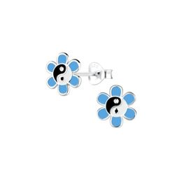 Alexander York Ohrstecker BLUME YIN YANG blau in 925 Sterling Silber, 2-tlg. | Gr.: onesize