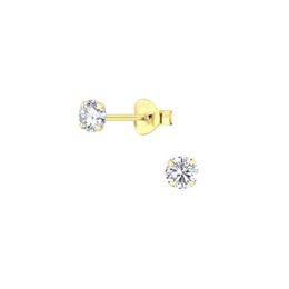 Alexander York Ohrstecker ROUND ZIRCONIA 4 mm in Gold aus 925 Sterling Silber, 2-tlg. | Gr.: onesize