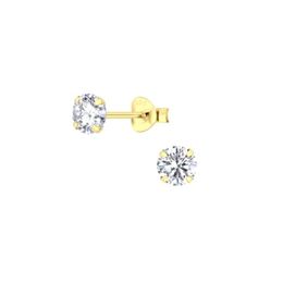 Alexander York Ohrstecker ROUND ZIRCONIA 5 mm in Gold aus 925 Sterling Silber, 2-tlg. | Gr.: onesize