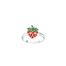 Alexander York Kinderschmuck-Ring ERDBEERE mit Gesicht in 925 Sterling Silber in silber | Gr.: onesize