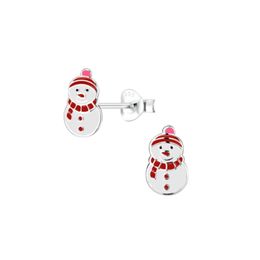 Alexander York Kinderohrstecker SCHNEEMANN rot in 925 Sterling Silber, 2-tlg. | Gr.: onesize