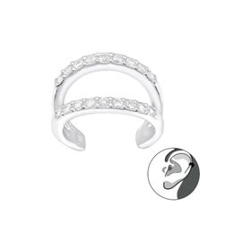 Alexander York EAR CUFF Double Line mit Kristall in 925 Sterling Silber in silber | Gr.: onesize