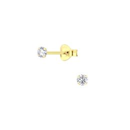 Alexander York Ohrstecker ROUND ZIRCONIA 3 mm in Gold aus 925 Sterling Silber, 2-tlg. | Gr.: onesize
