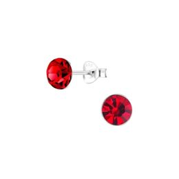 Alexander York Ohrstecker Kristall 6 mm in rot aus 925 Sterling Silber, 2-tlg. | Gr.: onesize