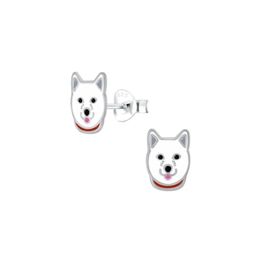Alexander York Ohrstecker HUSKY weiß in 925 Sterling Silber, 2-tlg. | Gr.: onesize