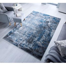 Teppich FLAIR RUGS "Wonderlust", blau, B:120cm H:10mm L:170cm, Kunstfaser, Teppiche, fußbodenheizungsgeeignet, mehrfarbig, Vintage Design, Abstrakt