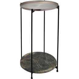 Beistelltisch Kayoom "Louisa 125, Beistelltisch aus Metall und Marmor, attraktives Design", silber (silber, schwarz, silber), B:32,5cm H:60,5cm T:32,5cm, 50% Eisen, 50% Marmor, Tische, Dekorativ, edle Marmorplatte und Metalltablett, stilvolles Design