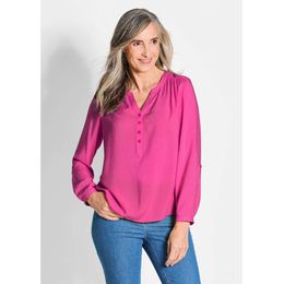 GOLDNER Kurzgröße: Tunika Elegante Viskosebluse mit V-Ausschnitt in pink | Gr.: 22