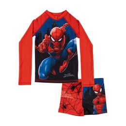 MARVEL Spiderman Schwimmset UV-Schutz 30 Badeanzug langarm Shirt in blau/rot | Gr.: 98/104
