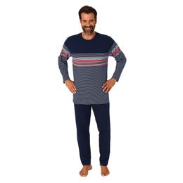 Normann Langarm Schlafanzug Pyjama Streifen in rot | Gr.: 50