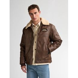PETROL INDUSTRIES PU Jacke mit Teddykragen Driftless in Braun | Gr.: XXXL