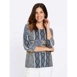 Sieh an! 3/4-Arm-Shirt in marine-camel-bedruckt | Gr.: 52